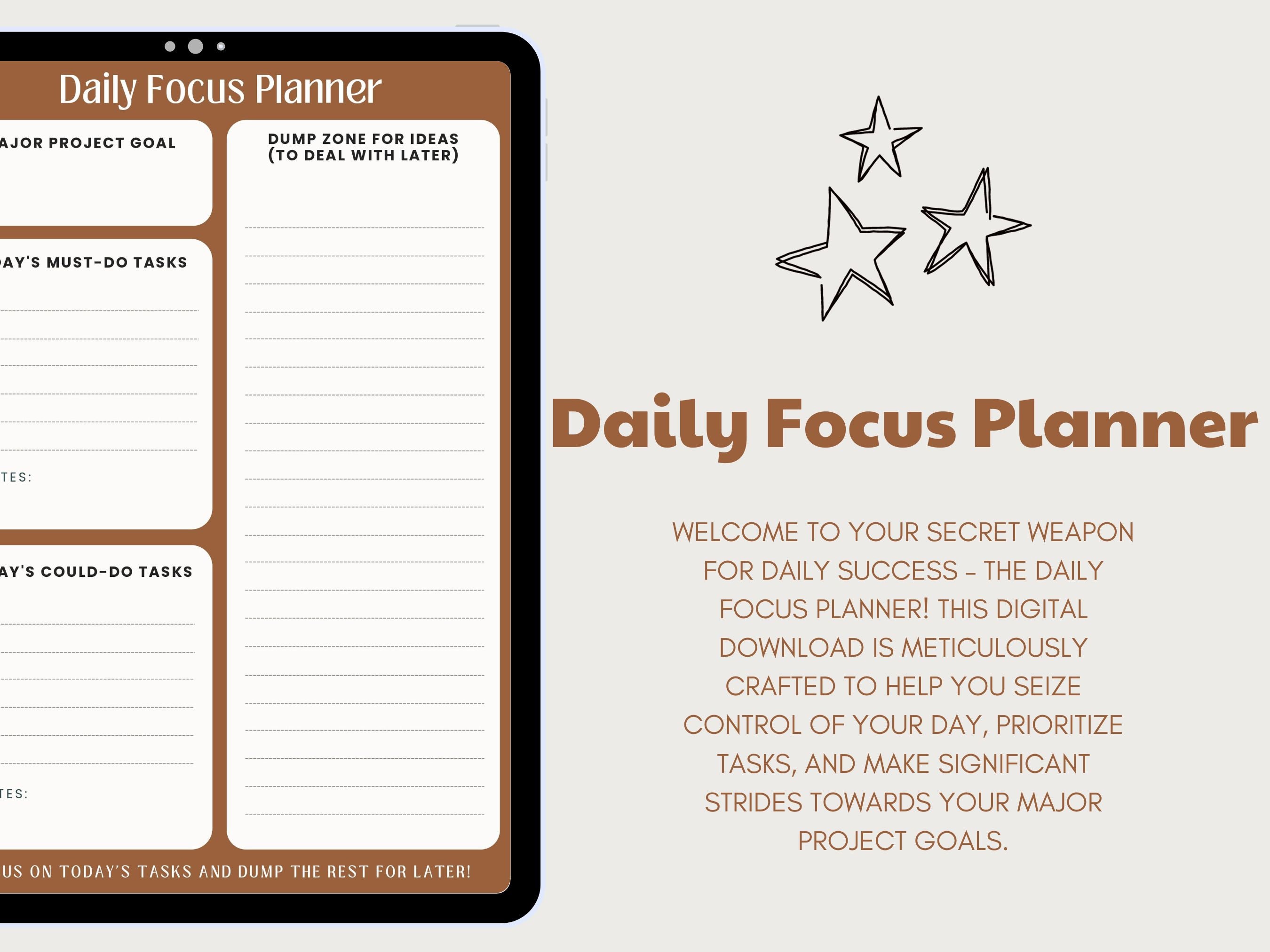 Printable Daily Focus Planner - Digital Download - Boost Productivity ...
