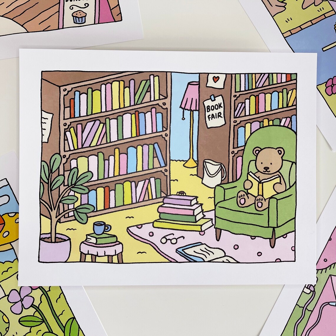 Cozy Library Art Print | Etsy