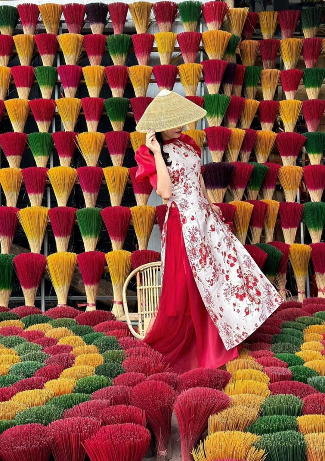 Modern Ao Dai Brocade Puff Sleeve With Skirt Red or Pink - Etsy