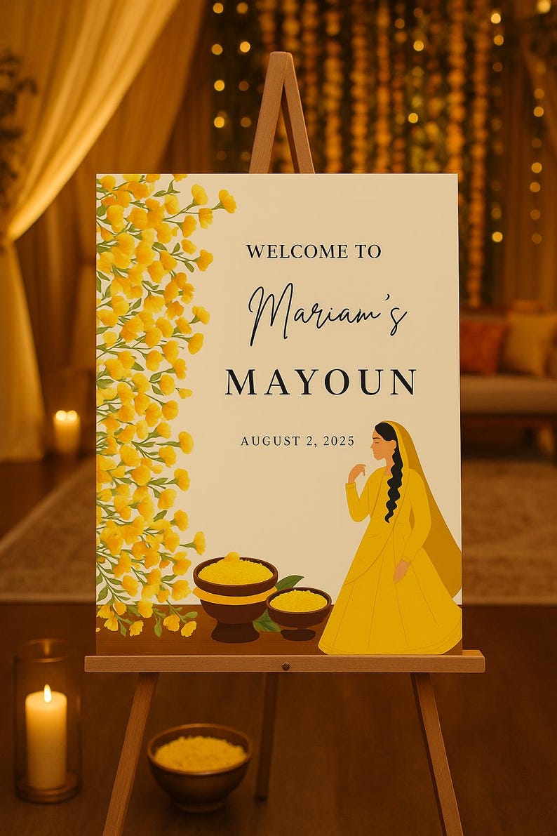 Editable Mayoun/mehndi Welcome Sign | South Asian Pre-wedding Template ...