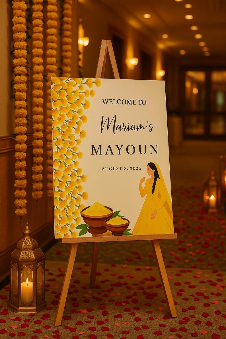 Editable Mayoun/mehndi Welcome Sign | South Asian Pre-wedding Template ...