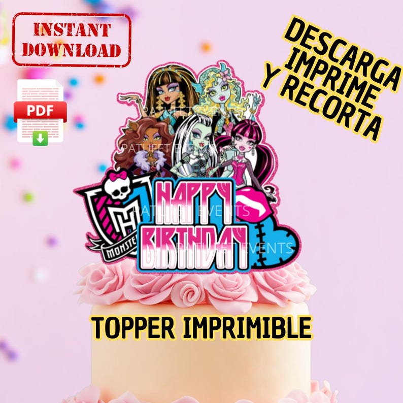 Cake Topper Monster School. Monster School Printable Topper. Monster ...