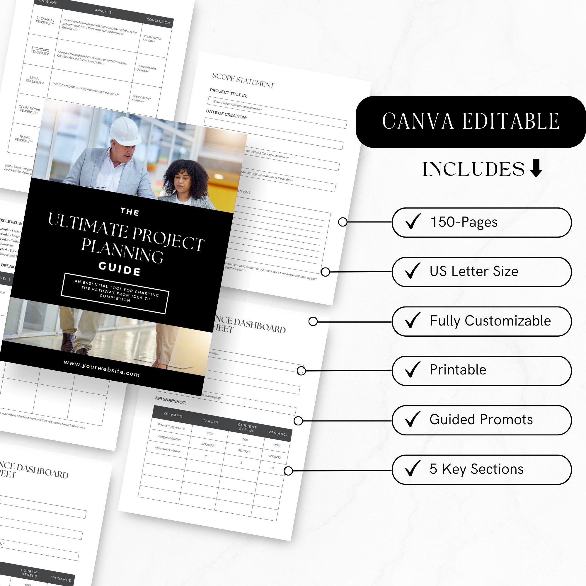 Project Manager Planner Printable, Digital Business Planner, Ultimate ...