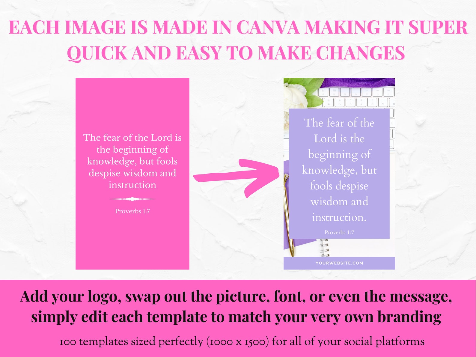 Proverbs Social Media Image Template Bundle, Scripture Verses for ...