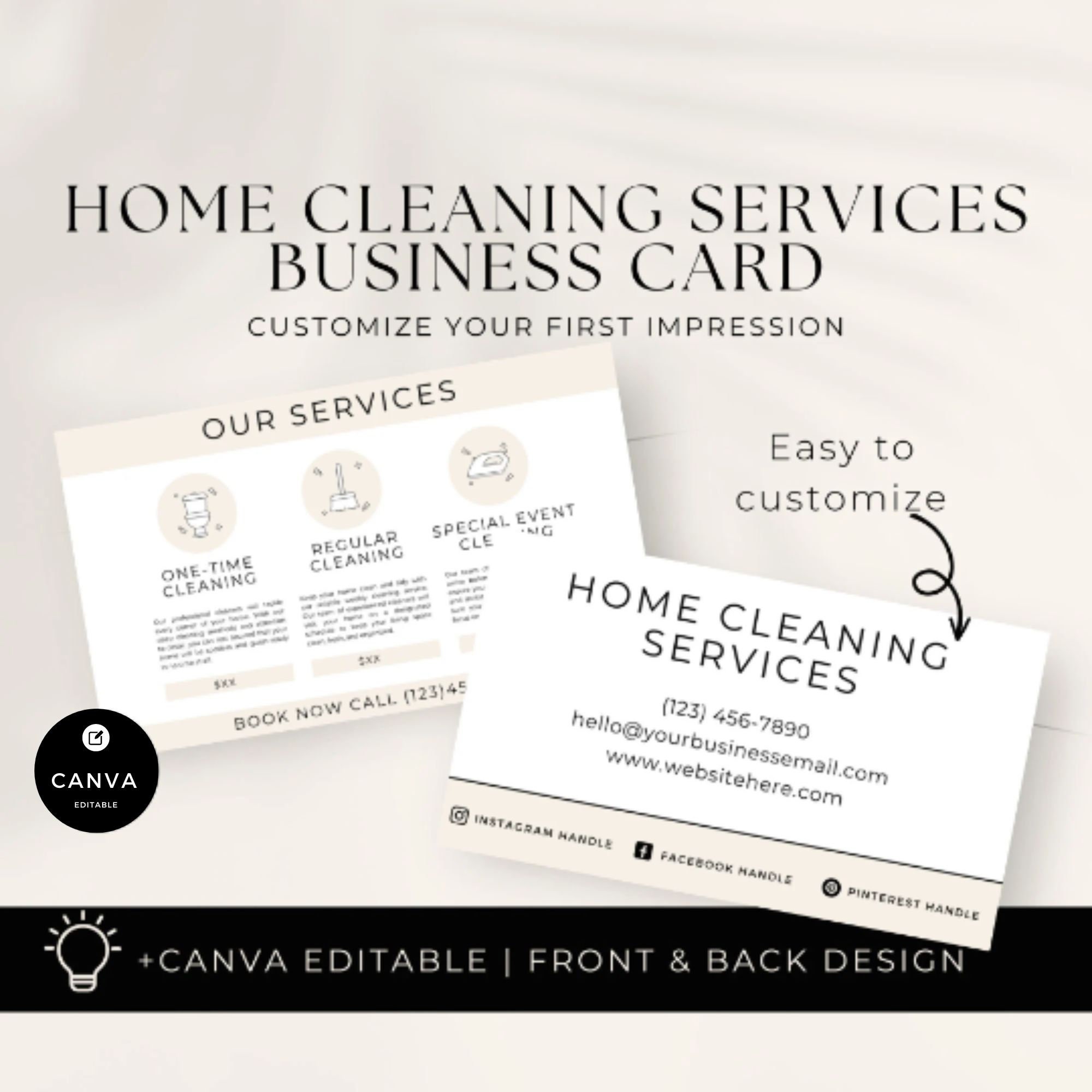 Cleaning Services Business Cards Template, Diy Business Card, Business ...