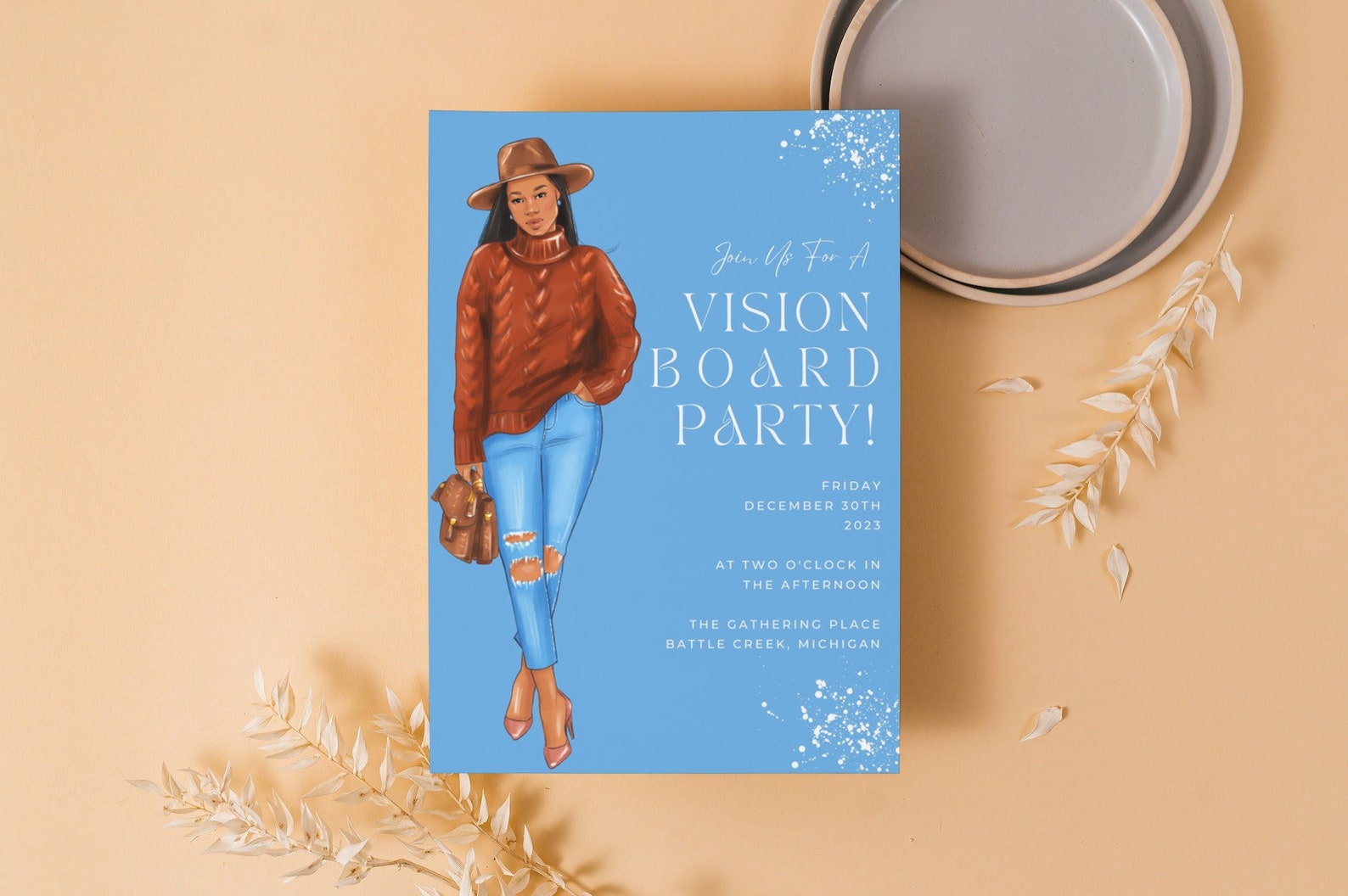 Vision Board Party Invitation Canva, Vision Board Editable Party ...
