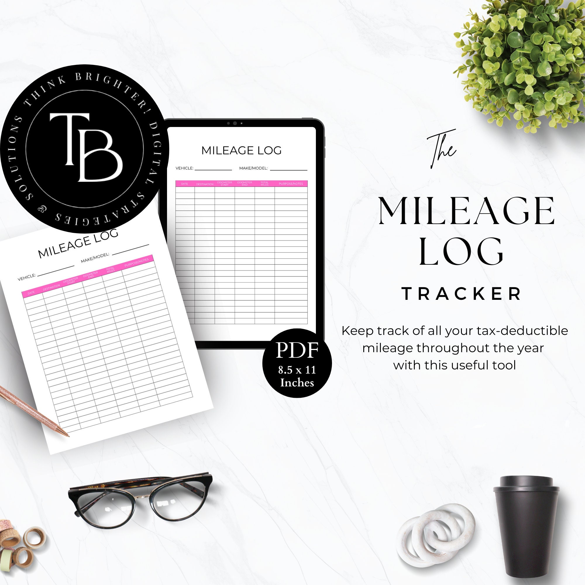 Mileage Tracker Printable, Work Trip Miles Tracker, Charitable Mileage ...