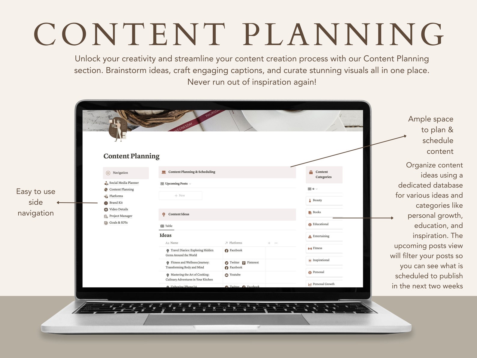 Youtube Planner Notion, Content Creator Template, Content Calendar ...