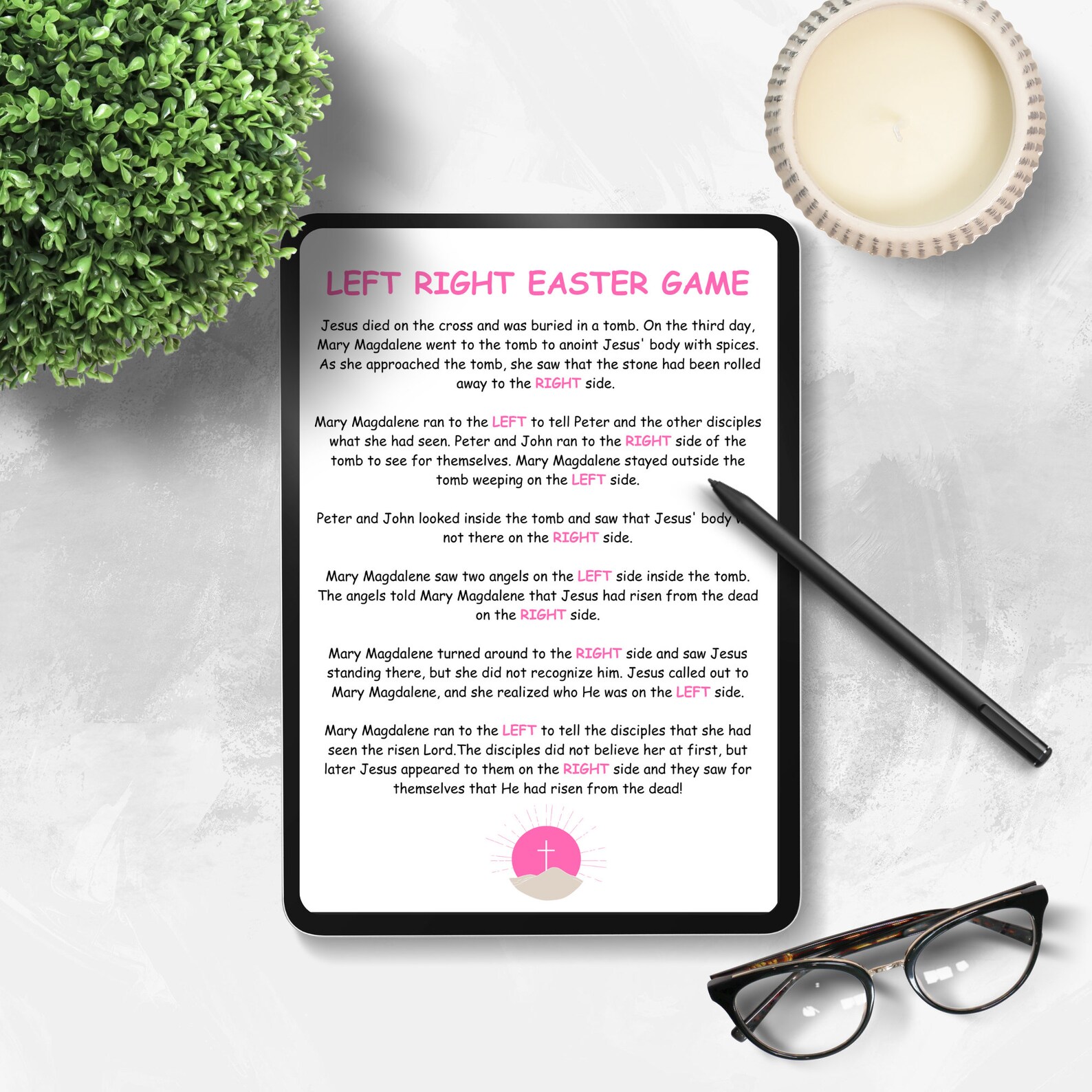 Easter Left Right Game, Easter Party Games, Left Right Bible Story ...