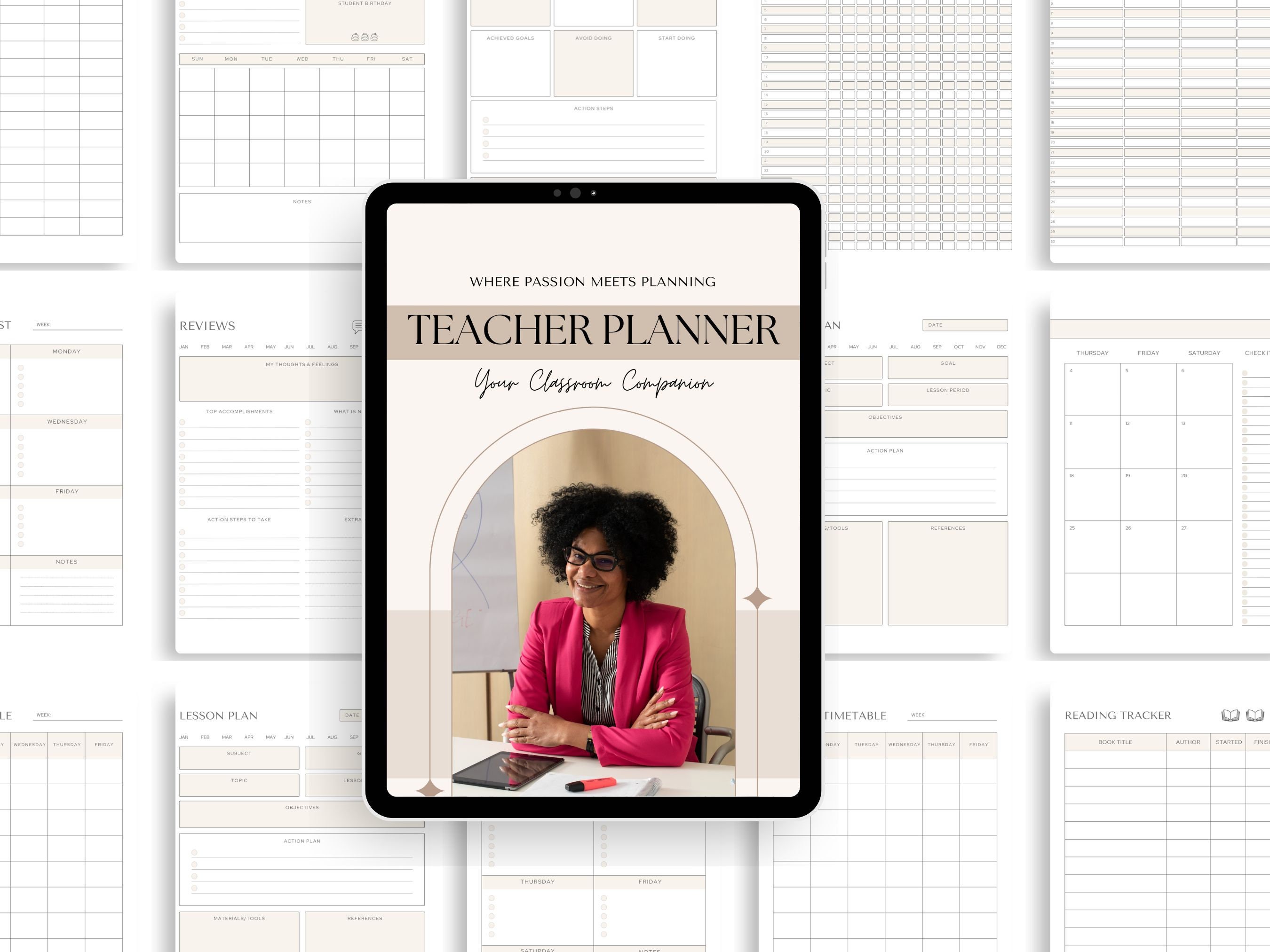 Canva Printable Teacher Planner, Teacher Binder, Academic Planner ...