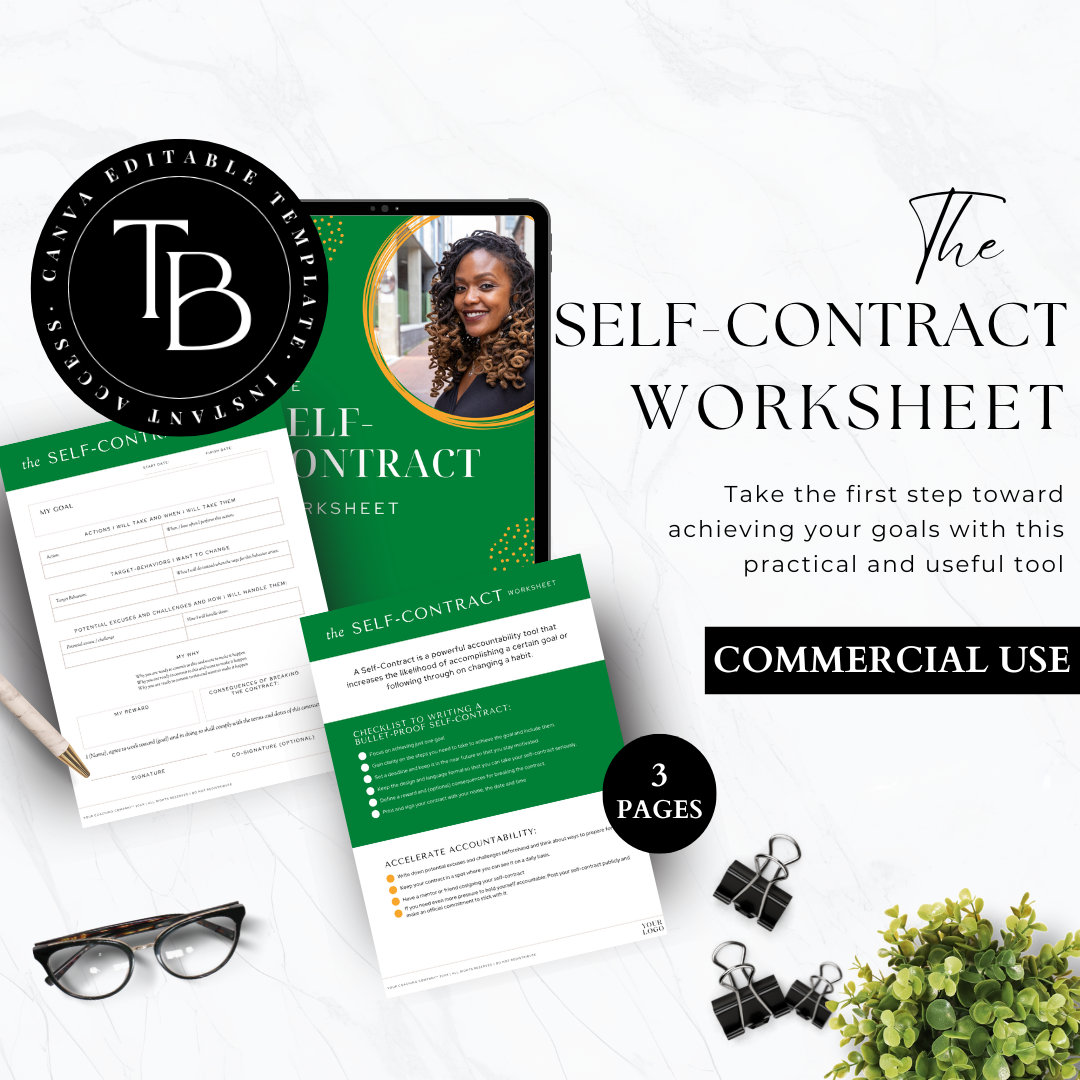 Self Contract Client Worksheet, Canva Template, Coaching Tools, Client ...
