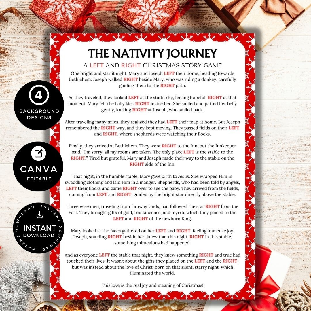 Left Right Nativity Story Game: Christmas Bible Activity (printable) - Etsy