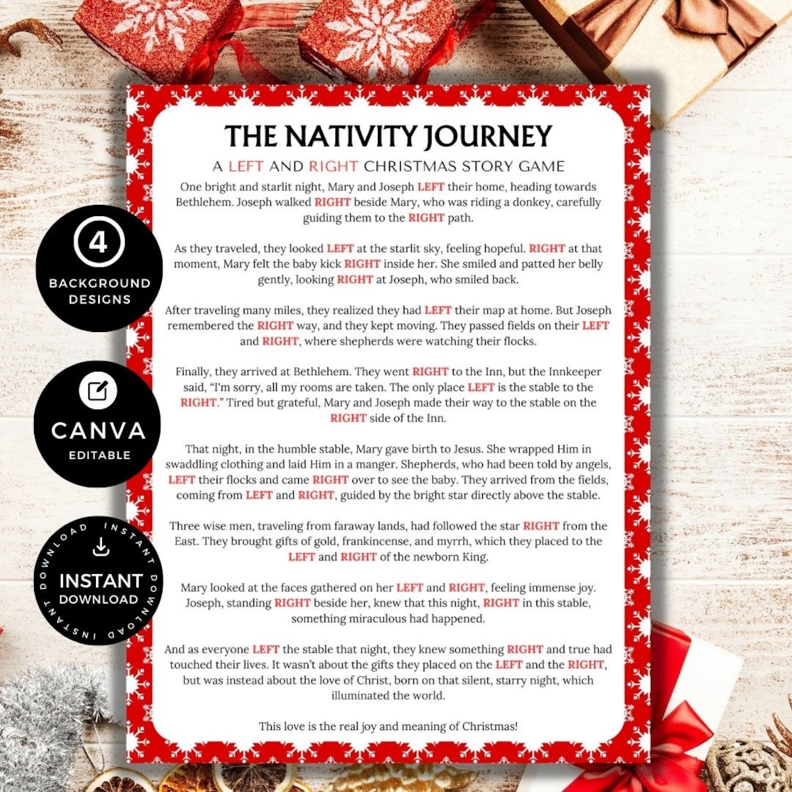 Left Right Nativity Story, Left Right Nativity Printable, Christmas ...