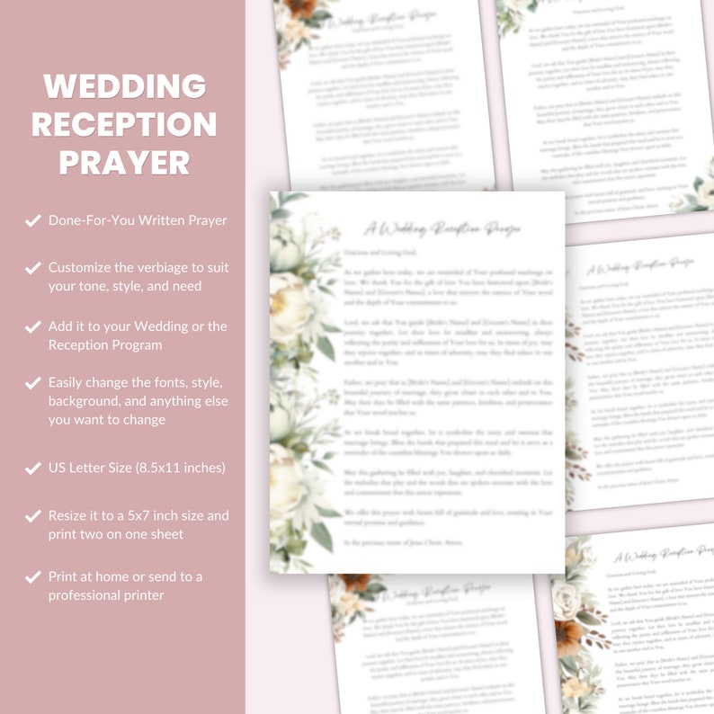 Wedding Reception Prayer: Christian Couple Blessing (canva Editable ...