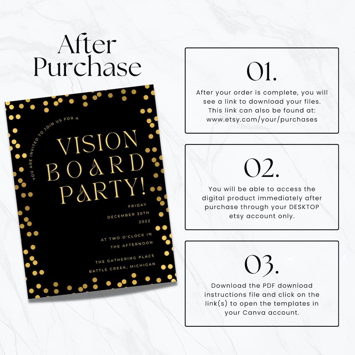 Vision Board Party Invitation Canva, Vision Board Editable Party ...