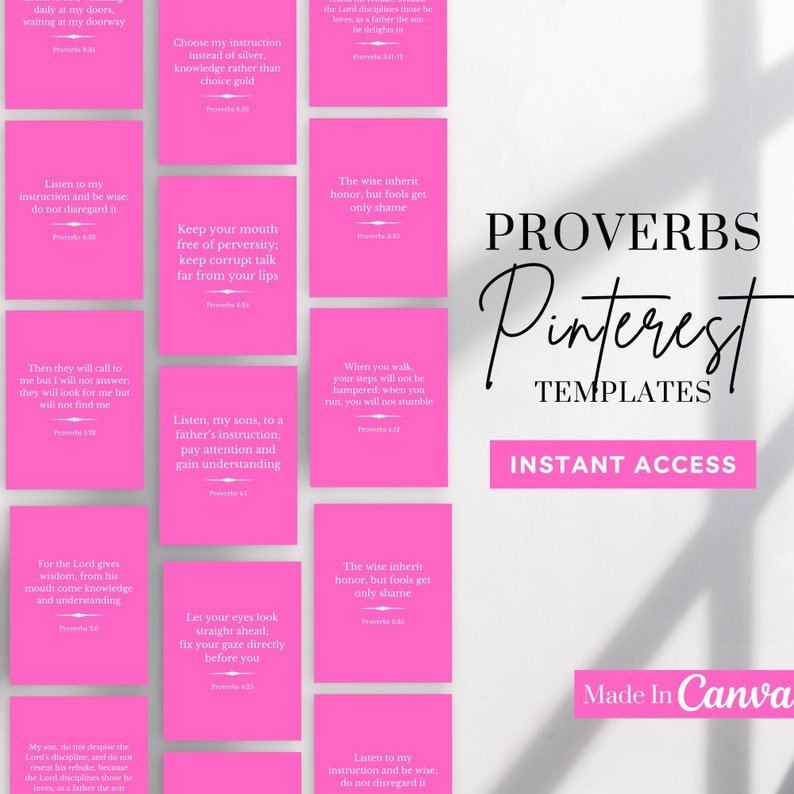 Proverbs Social Media Image Template Bundle, Scripture Verses for Christians Instant Download ...