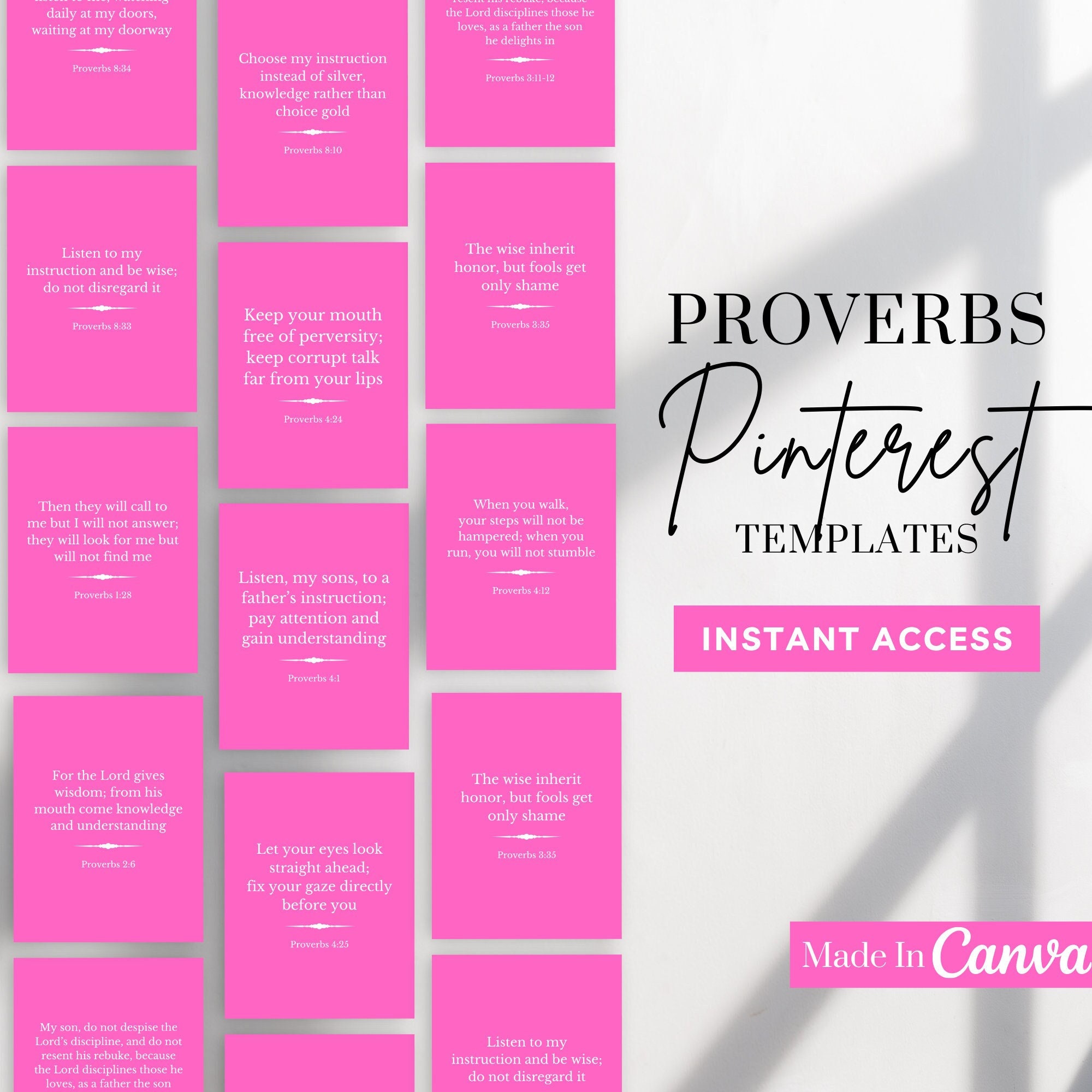 Proverbs Social Media Image Template Bundle, Scripture Verses for ...