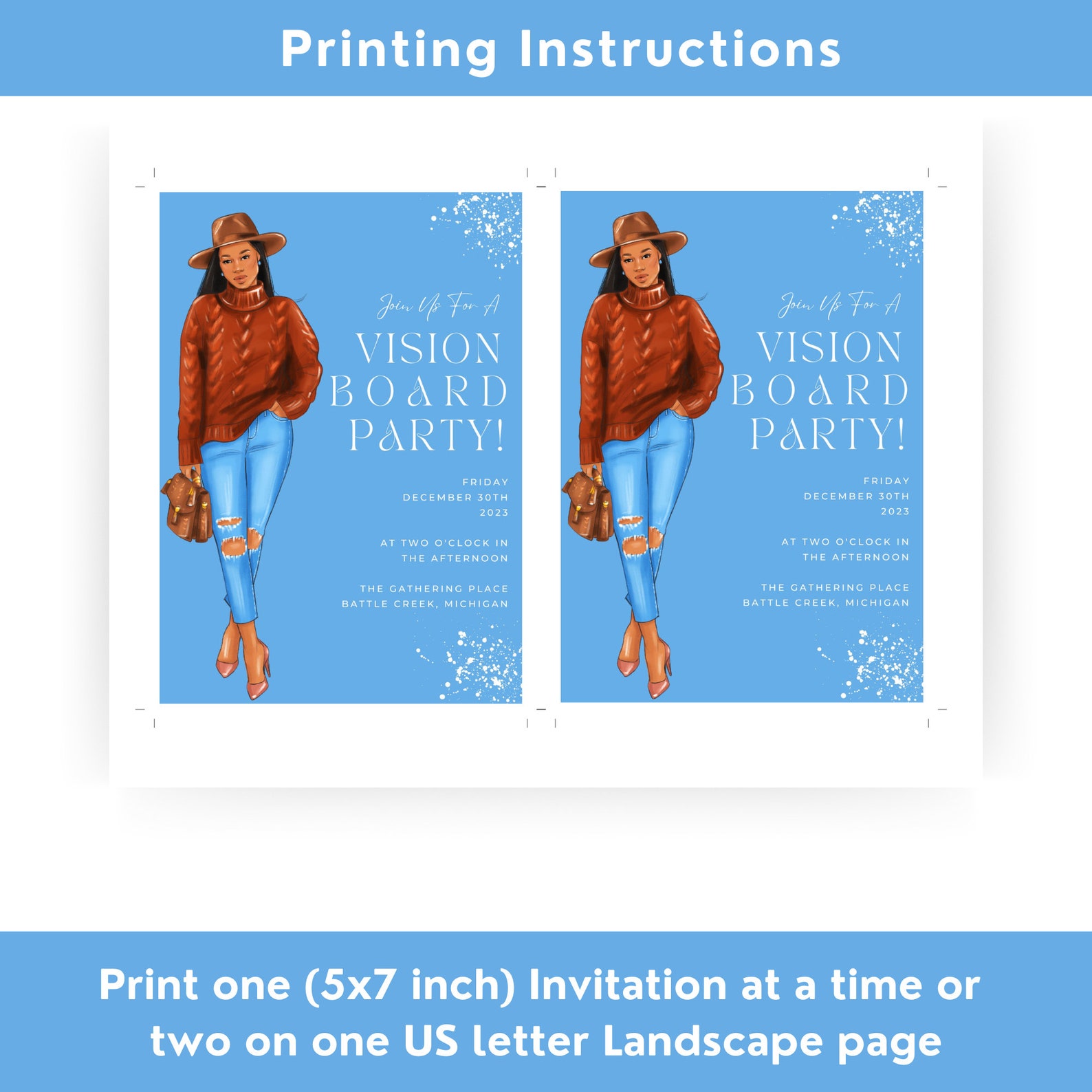 Vision Board Party Invitation, Vision Board Editable Party Invitation ...