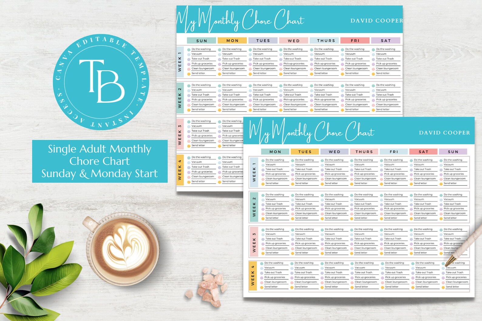 Chore Chart Printable Adult, Adulting Chore Chart, Chore Chart for ...