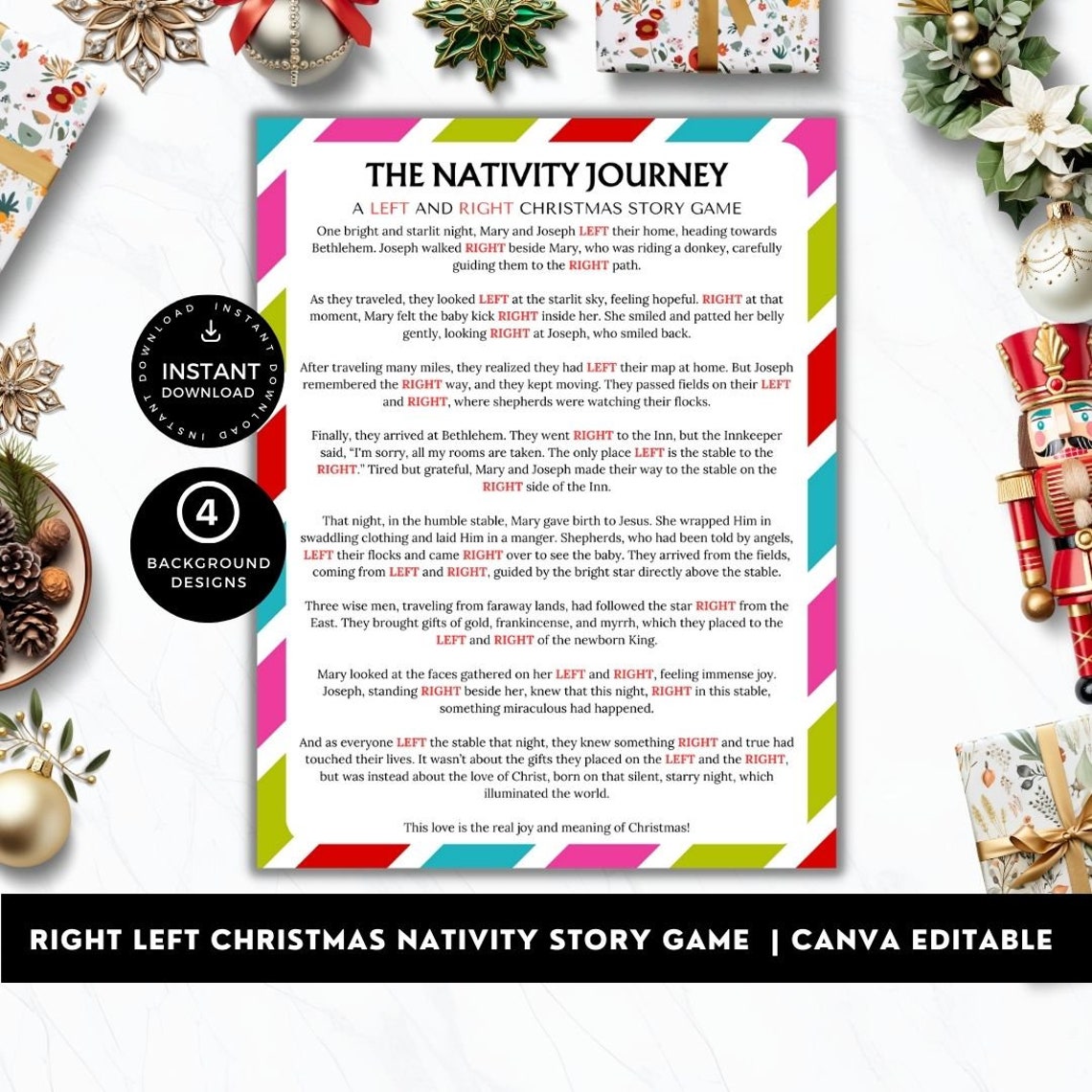 Left Right Nativity Story, Left Right Nativity Printable, Christmas ...