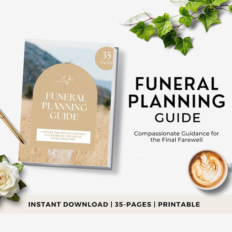 Funeral Planner: Celebration of Life, Canva Editable (35-page PDF ...