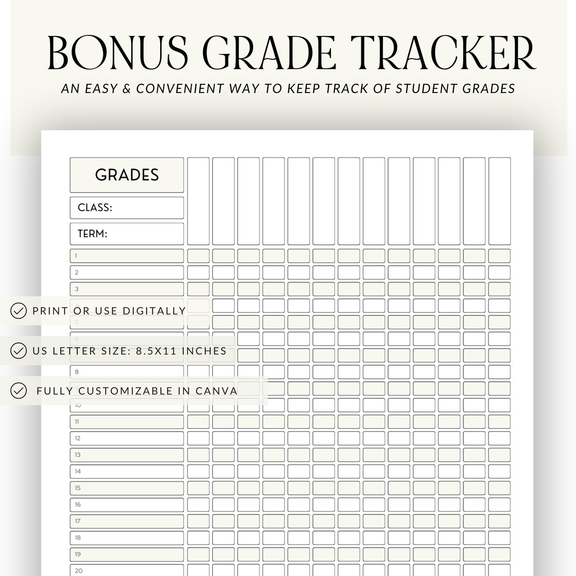 Attendance Tracker by Month Checklist, Instant Download, Edible Student ...