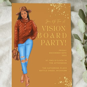 Vision Board Party Invitation, Vision Board Editable Party Invitation ...