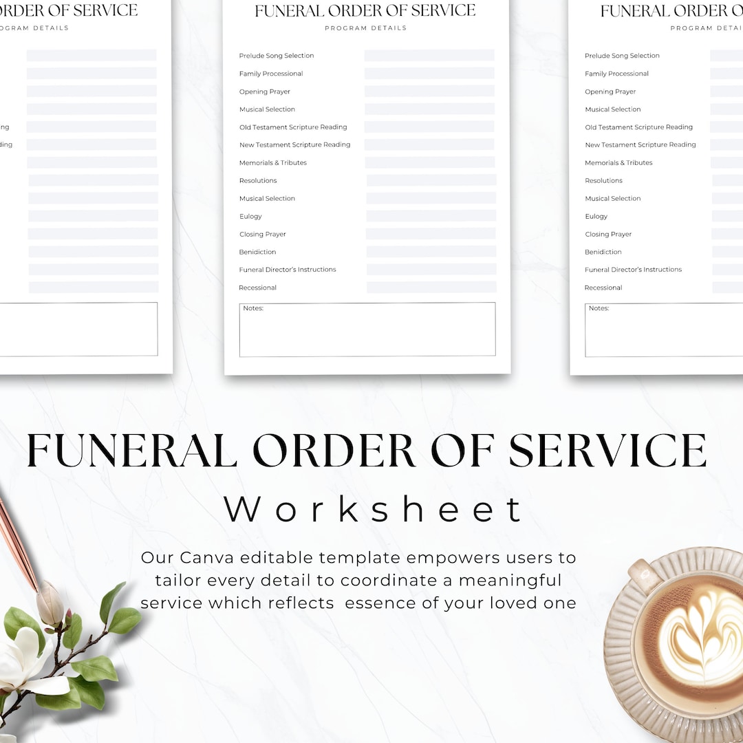 Funeral Service Planner, Celebration of Life, Printable Funeral ...