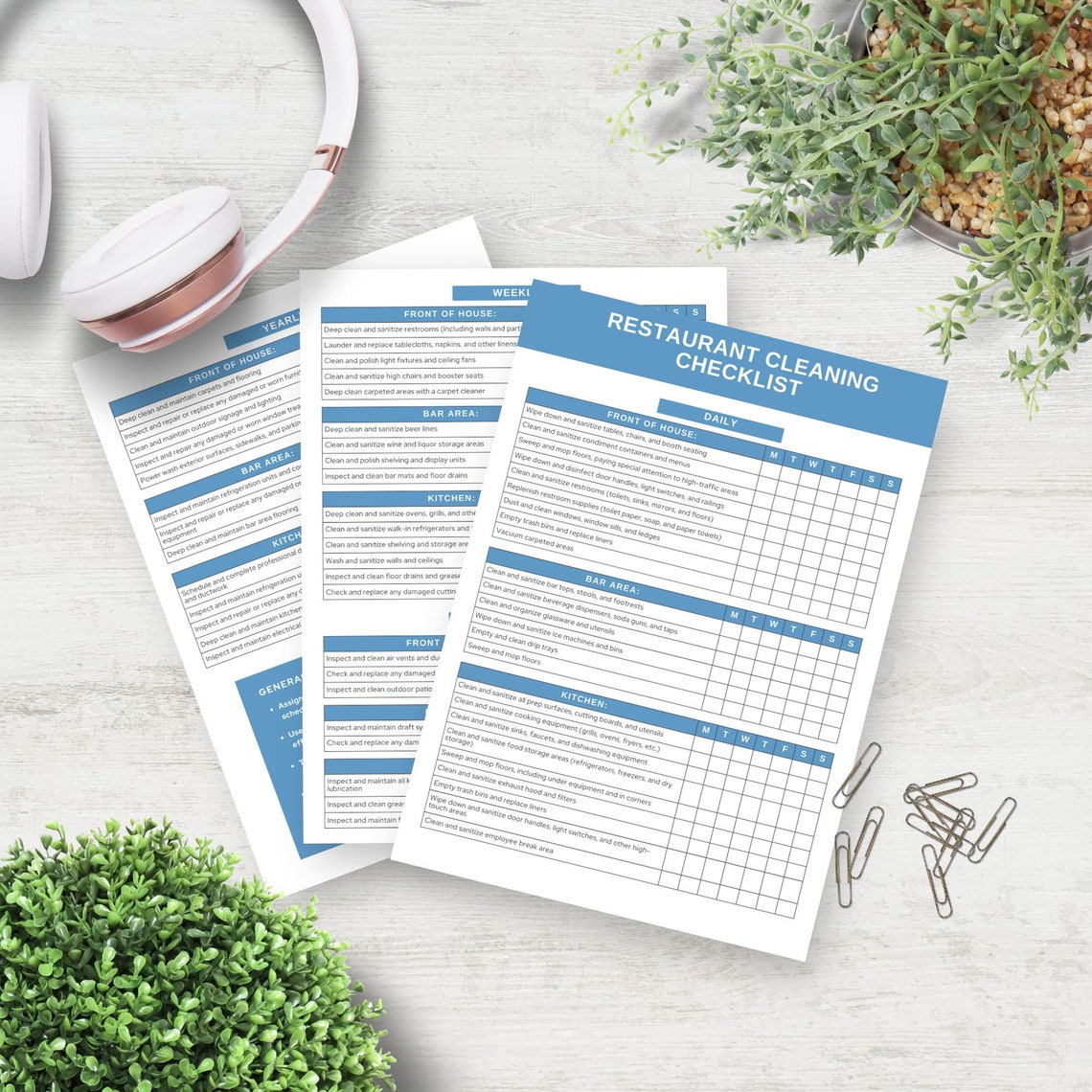 Restaurant Cleaning Checklist Template: Editable Canva Design (PDF) - Etsy