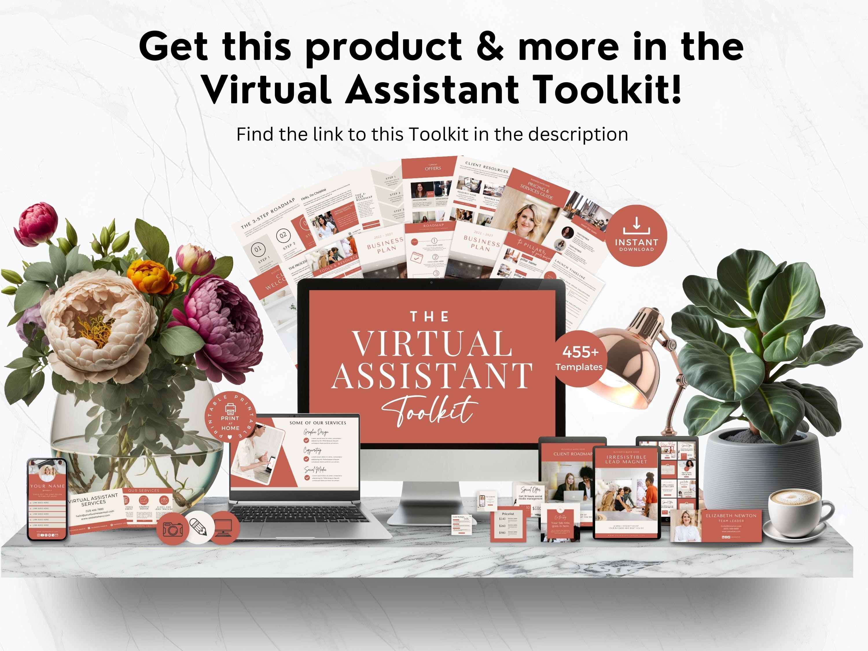 Virtual Assistant Business Card Template: Canva Editable, Front & Back ...