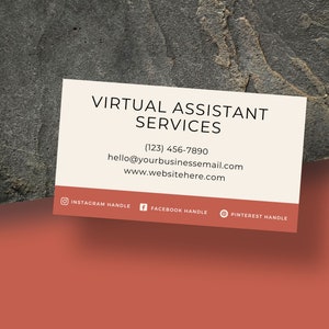 Virtual Assistant Business Card Template: Canva Editable, Front & Back ...