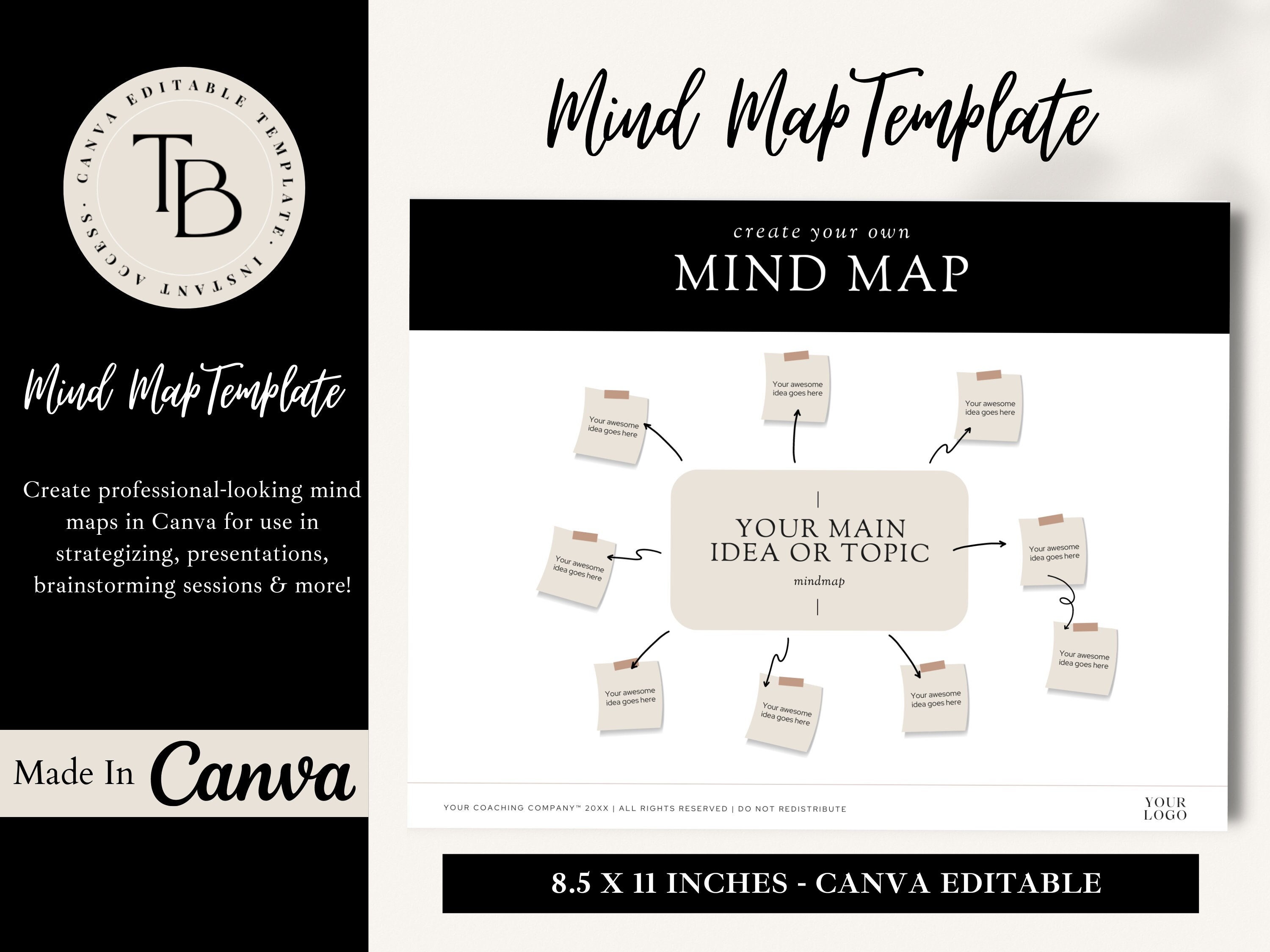Mind Map Planner Template, Goal Setting Worksheet, Printable & Digital ...