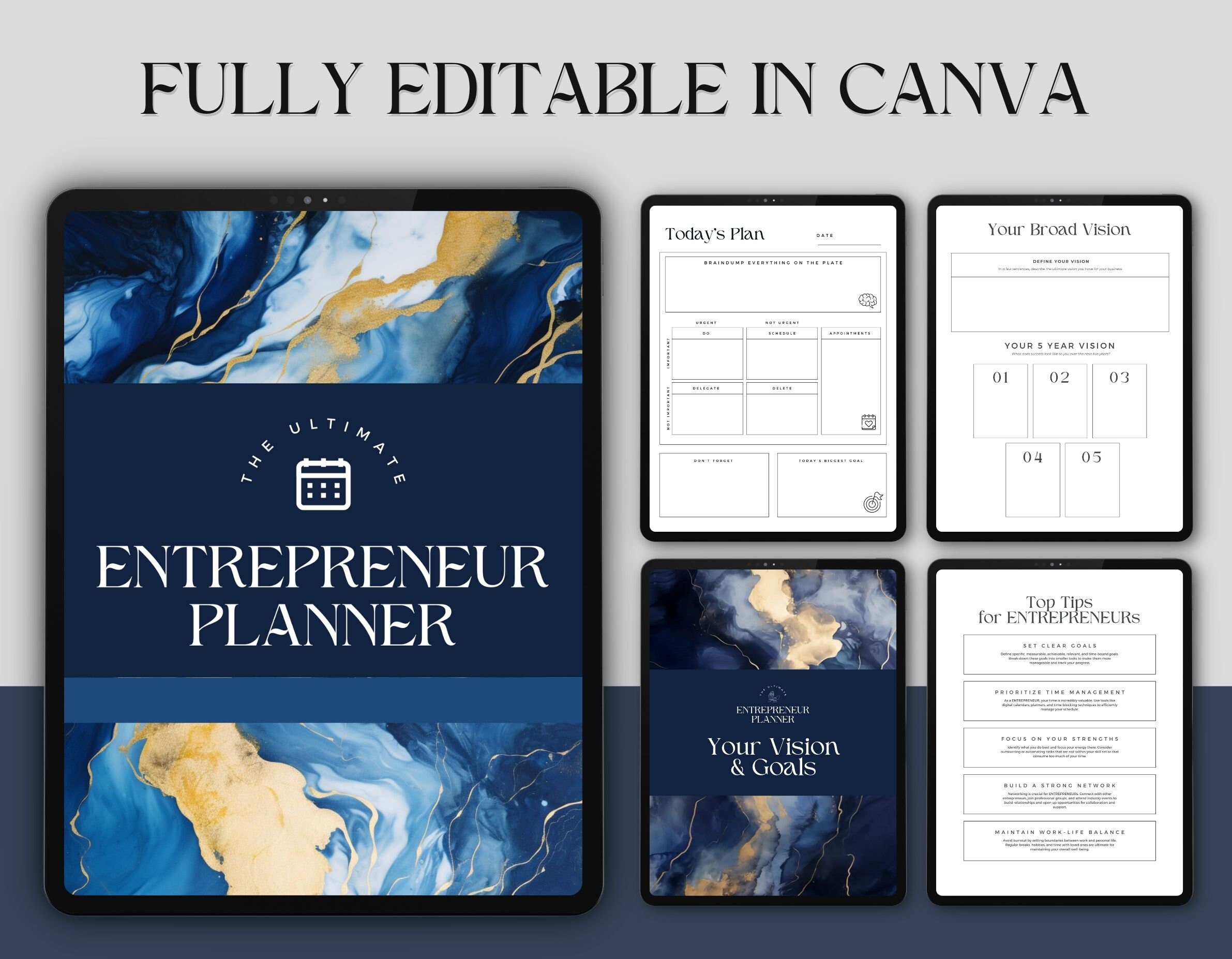 Best Planner for Entrepreneurs, Solopreneur Planner, Productivity ...