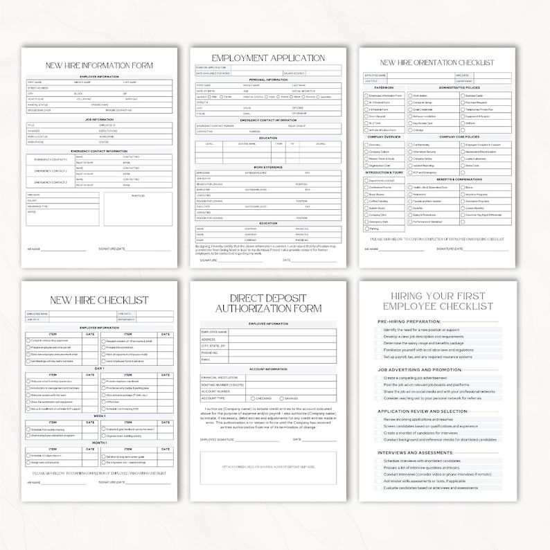 New Hire Paperwork Template: Employee Onboarding Forms (canva Editable ...