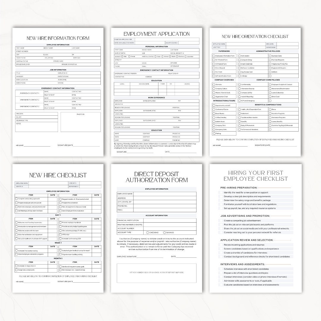 New Hire Paperwork Template: Employee Onboarding Forms (canva Editable ...