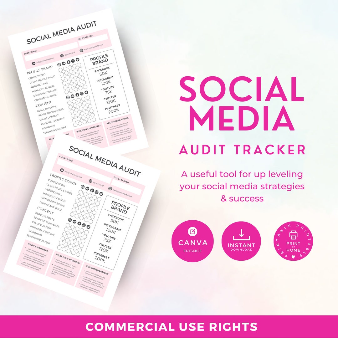 Social Media Audit Template: Client Report Checklist (canva Editable ...
