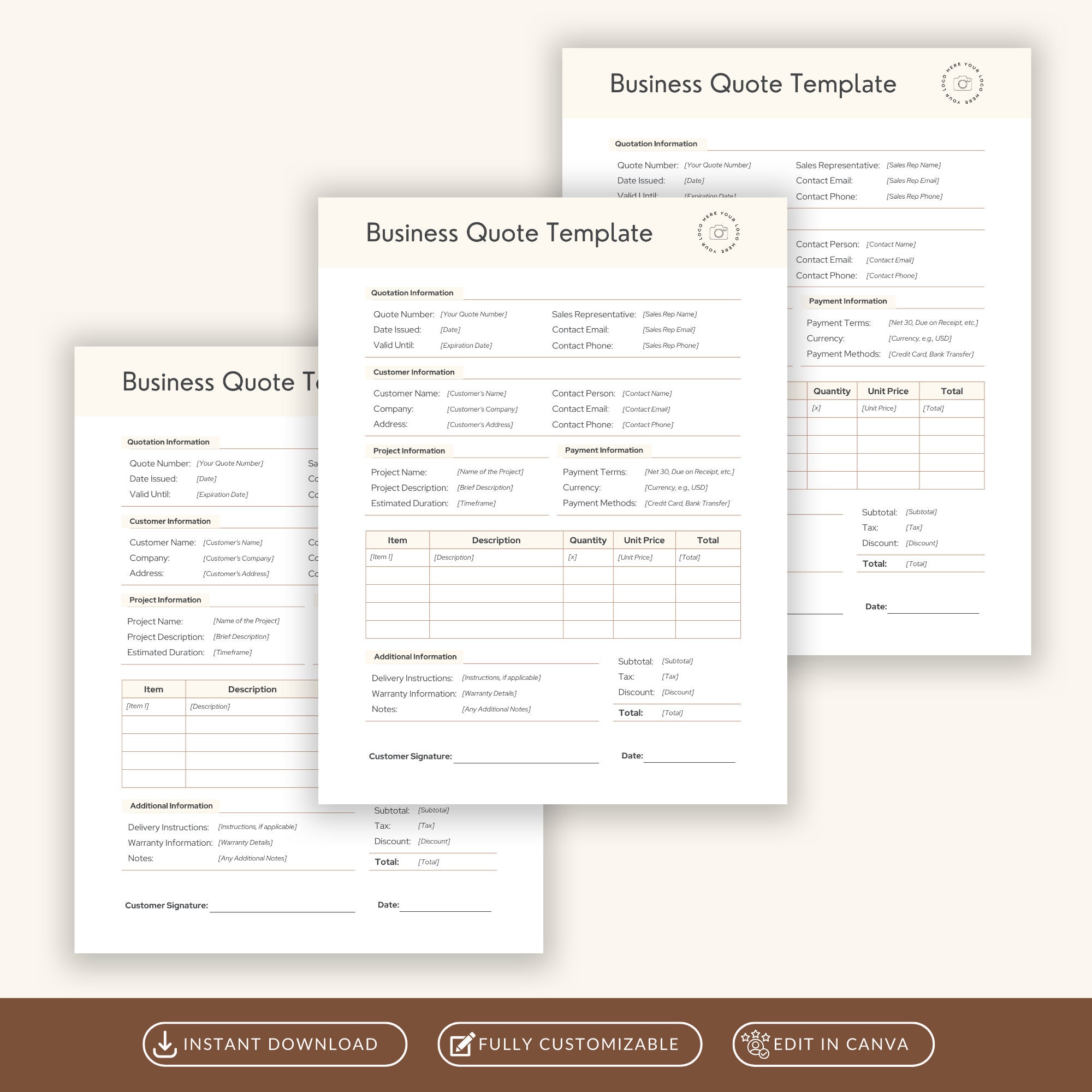 Business Quote Template Canva Printable Instant Download - Etsy