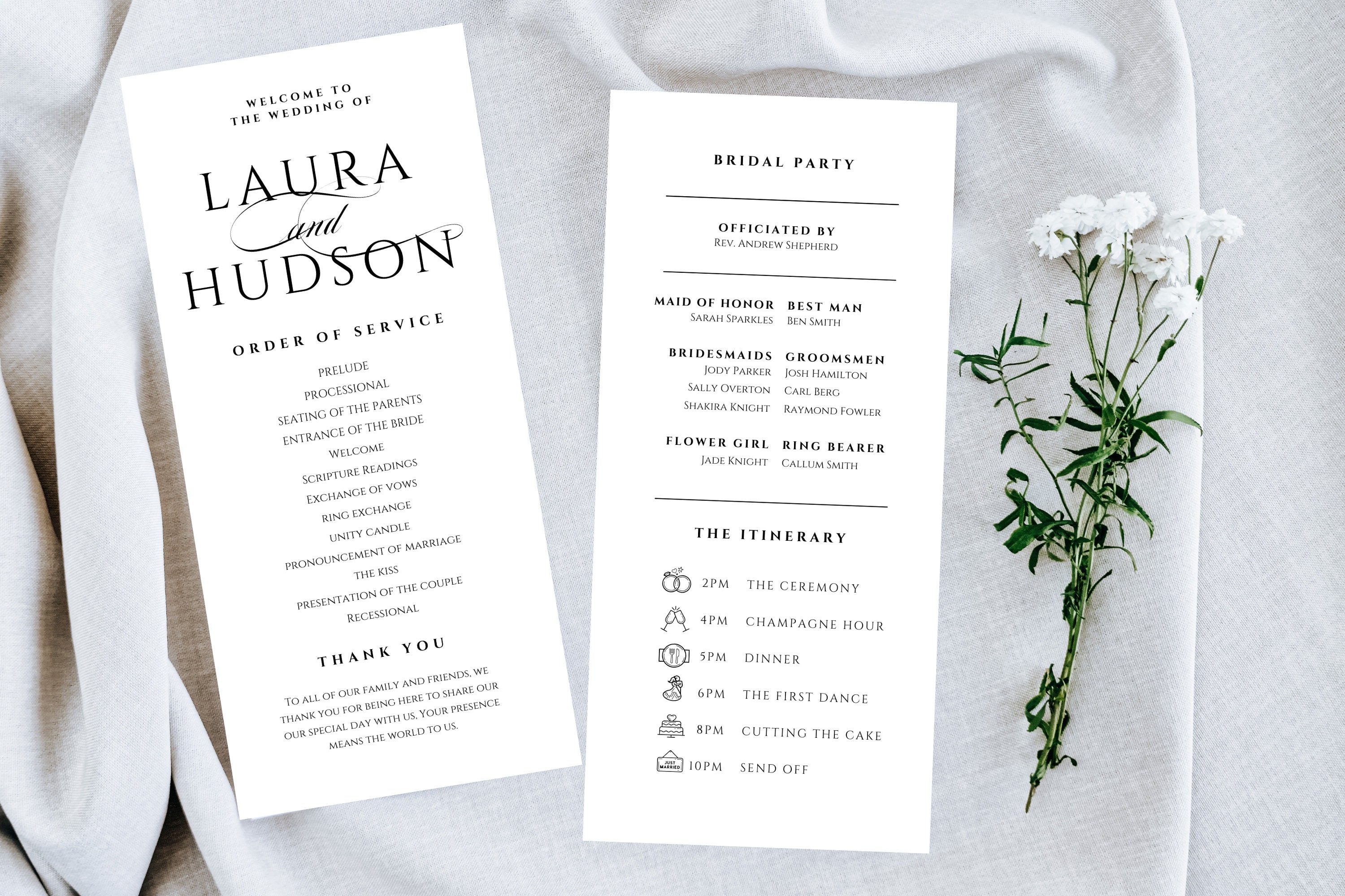 Order of Service Minimalist Wedding Program Template, Elegant Modern ...
