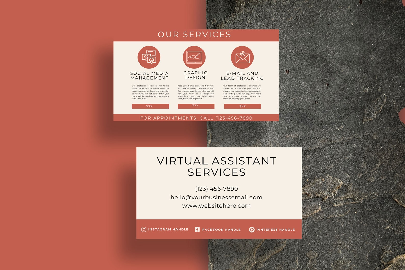 Virtual Assistant Business Card Template: Canva Editable, Front & Back ...