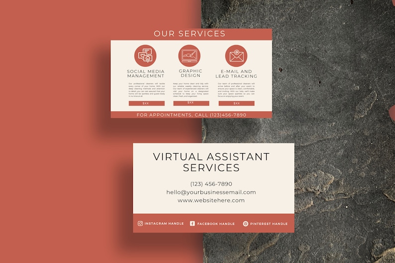 Virtual Assistant Business Card Template: Canva Editable, Front & Back ...