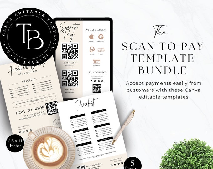 Editable Scan to Pay Sign Template: Small Business Payment QR Code ...