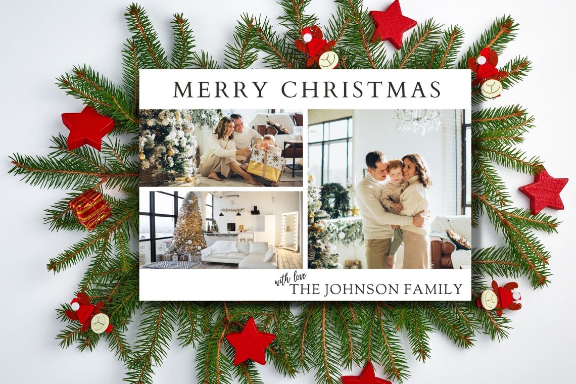 Printable Family Portrait Christmas Card, Canva Template (7x5 In) - Etsy