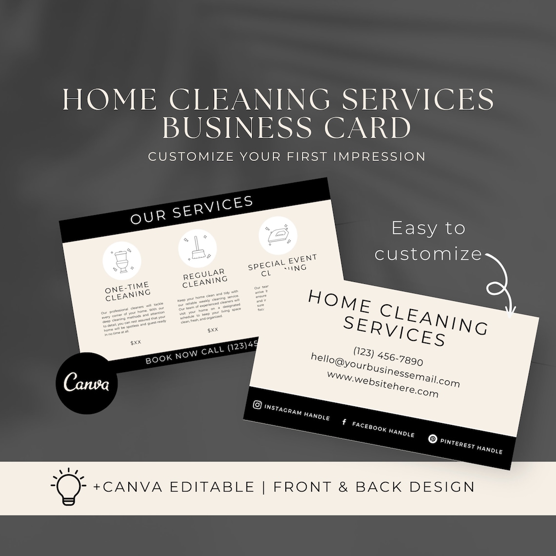 Cleaning Services Business Cards Template, Diy Business Card, Business ...