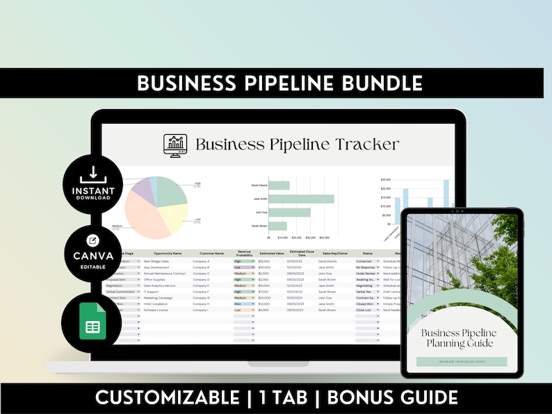 Business Pipeline Google Sheet Template, Sales Pipeline, Realtor Tools ...