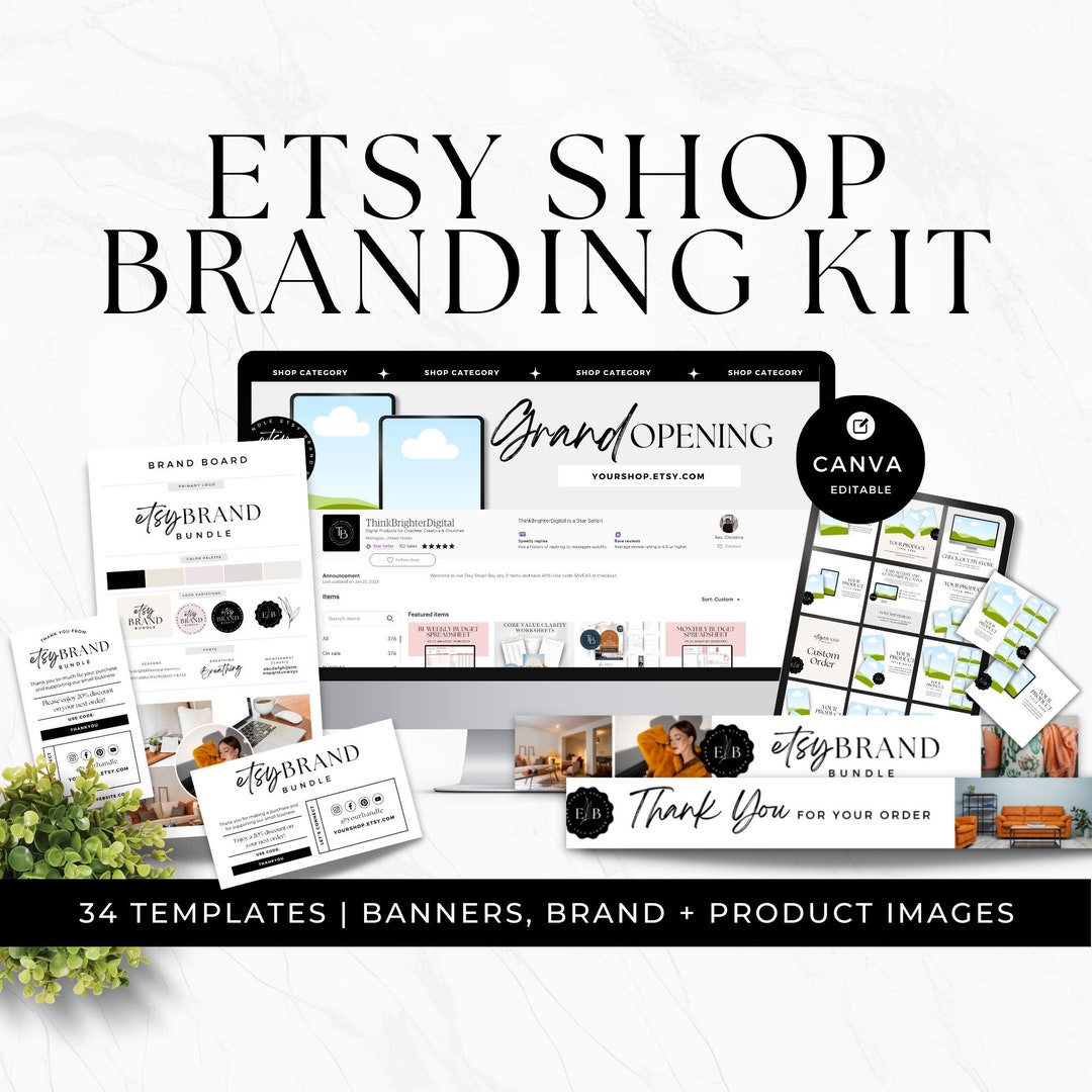 Etsy Shop Branding Kit Canva Template, Banner Set, Etsy Sellers ...