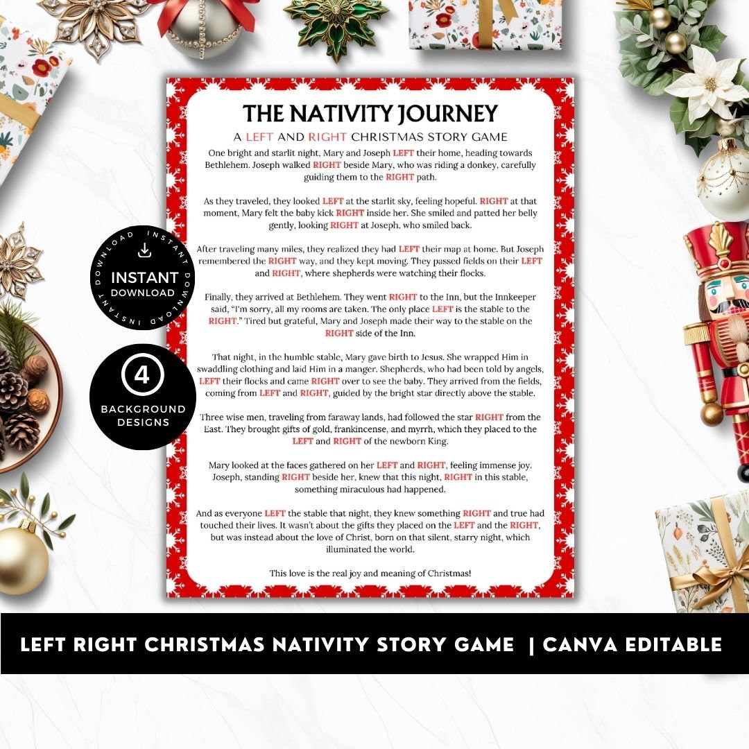 Left Right Nativity Story, Christmas Left Right Game, Pass the Gift ...