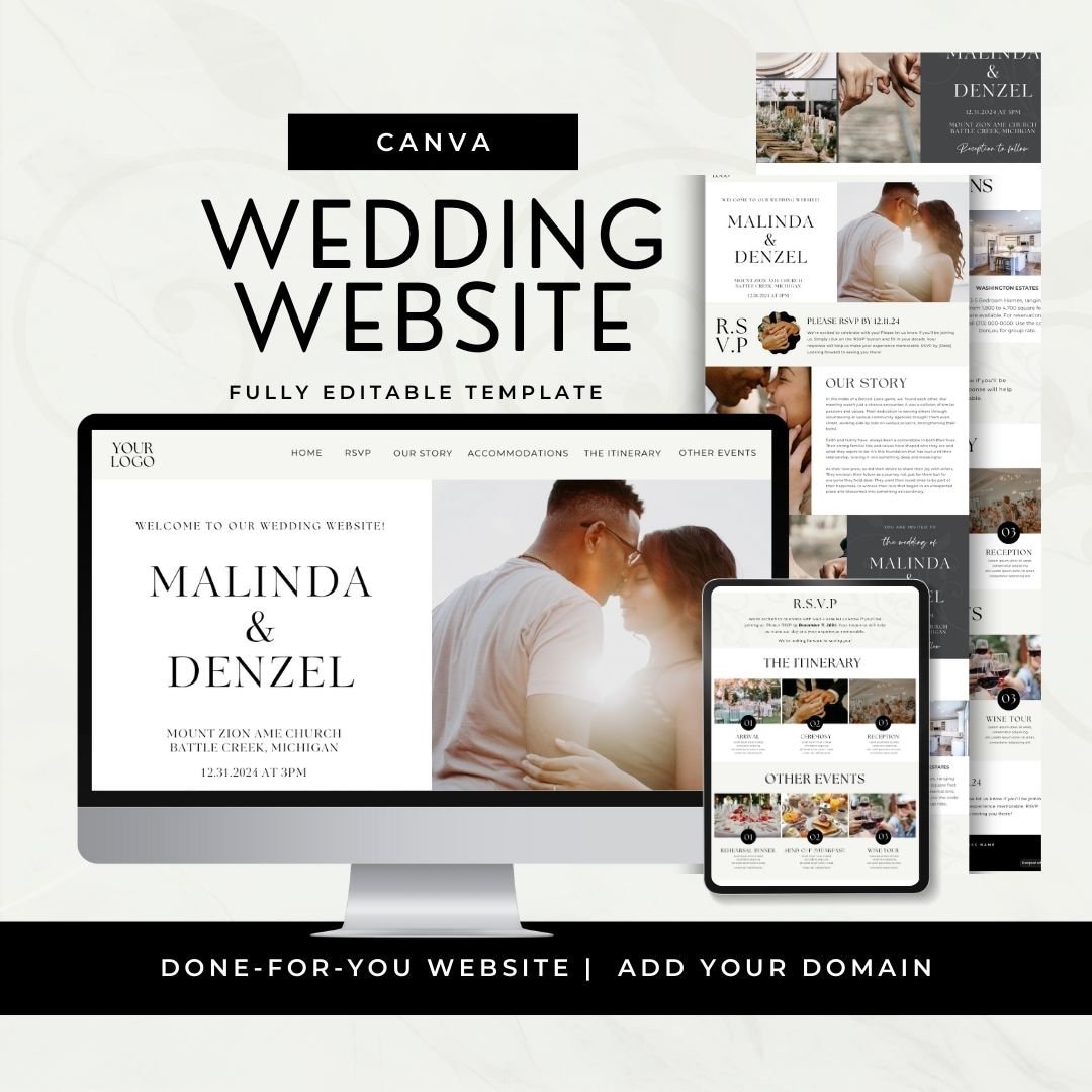 Canva Wedding Website Template, Timeline of Events, Landing Page, Save ...
