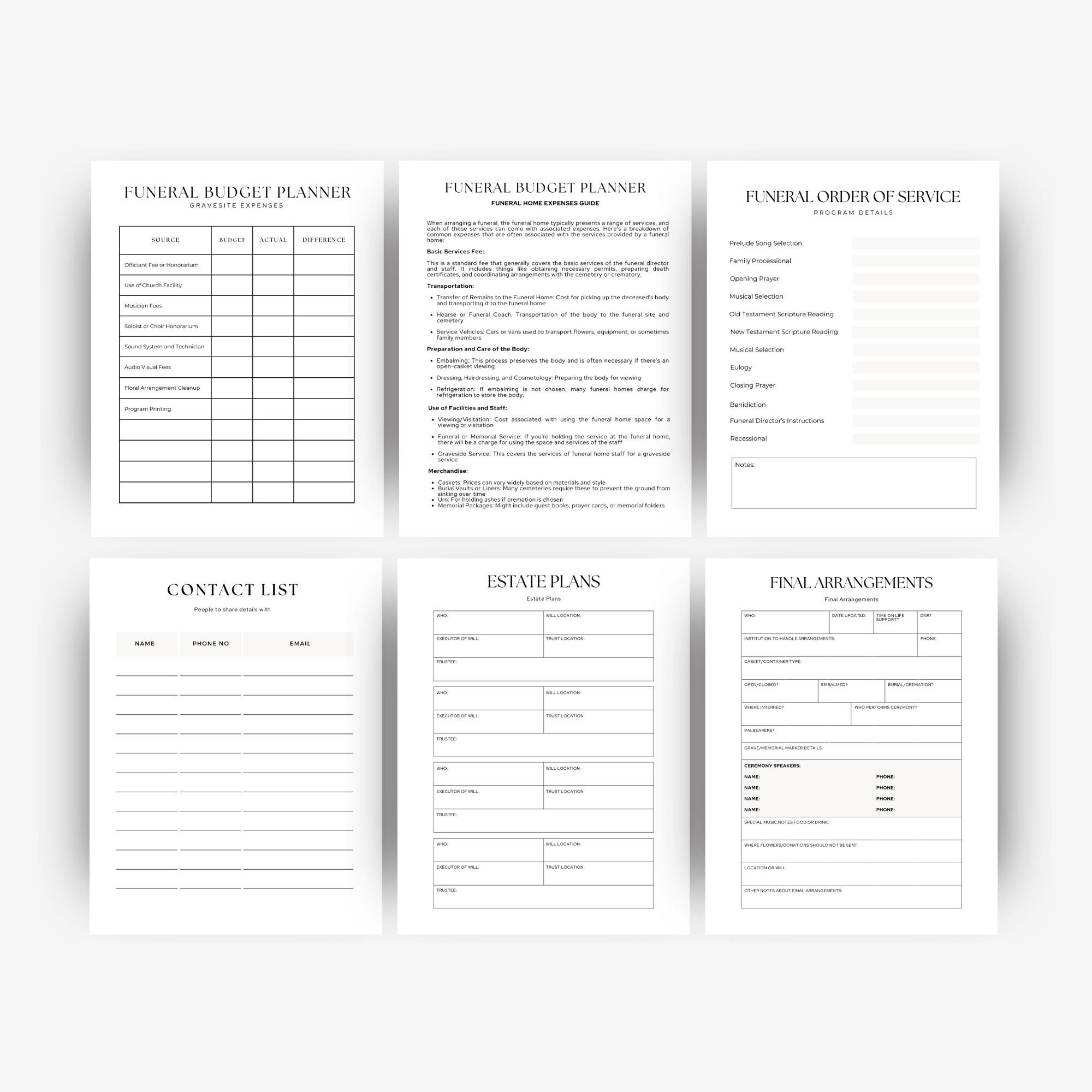 Funeral Planner: Celebration of Life, Canva Editable (35-page PDF) - Etsy