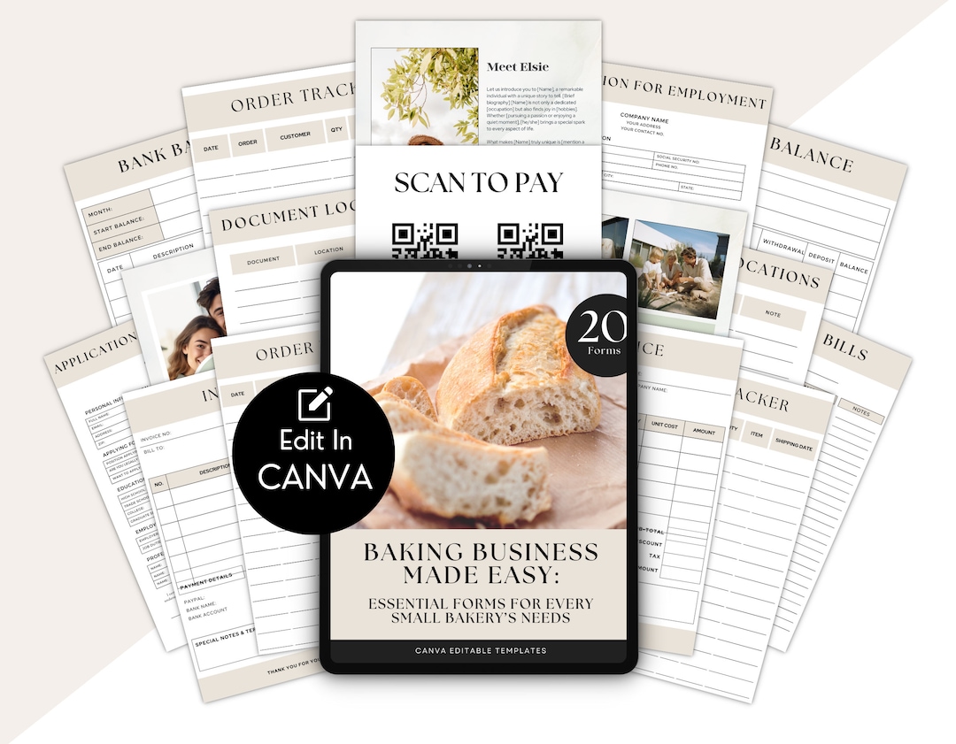 Buy Bakery Business Forms: 20 Canva Templates for Small Businesses ...