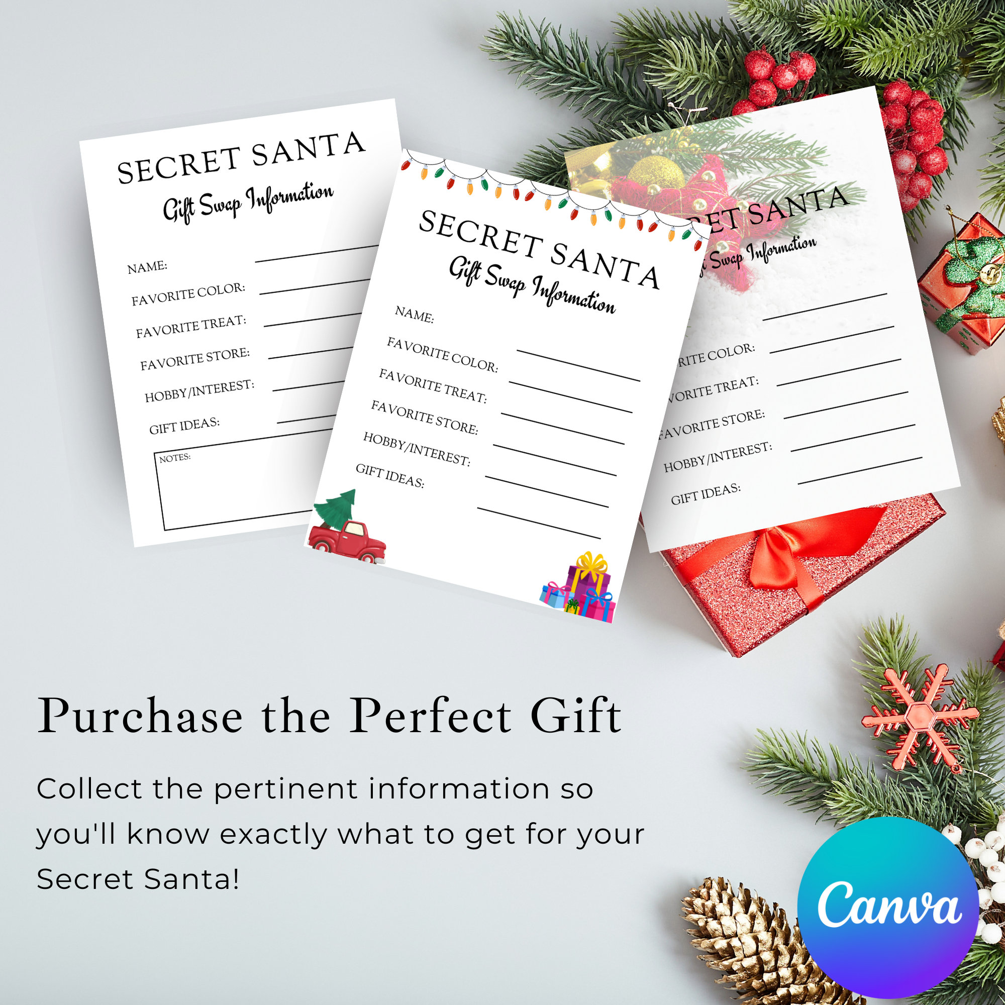 Secret Santa Form, Secret Santa Questionnaire Printable, Secret Santa ...